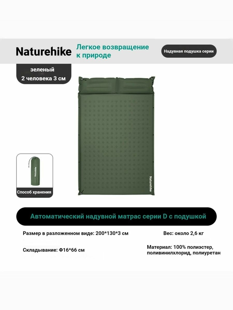 Naturehike Самонадувающийся коврик D-серии, туристический CNK2550WS025