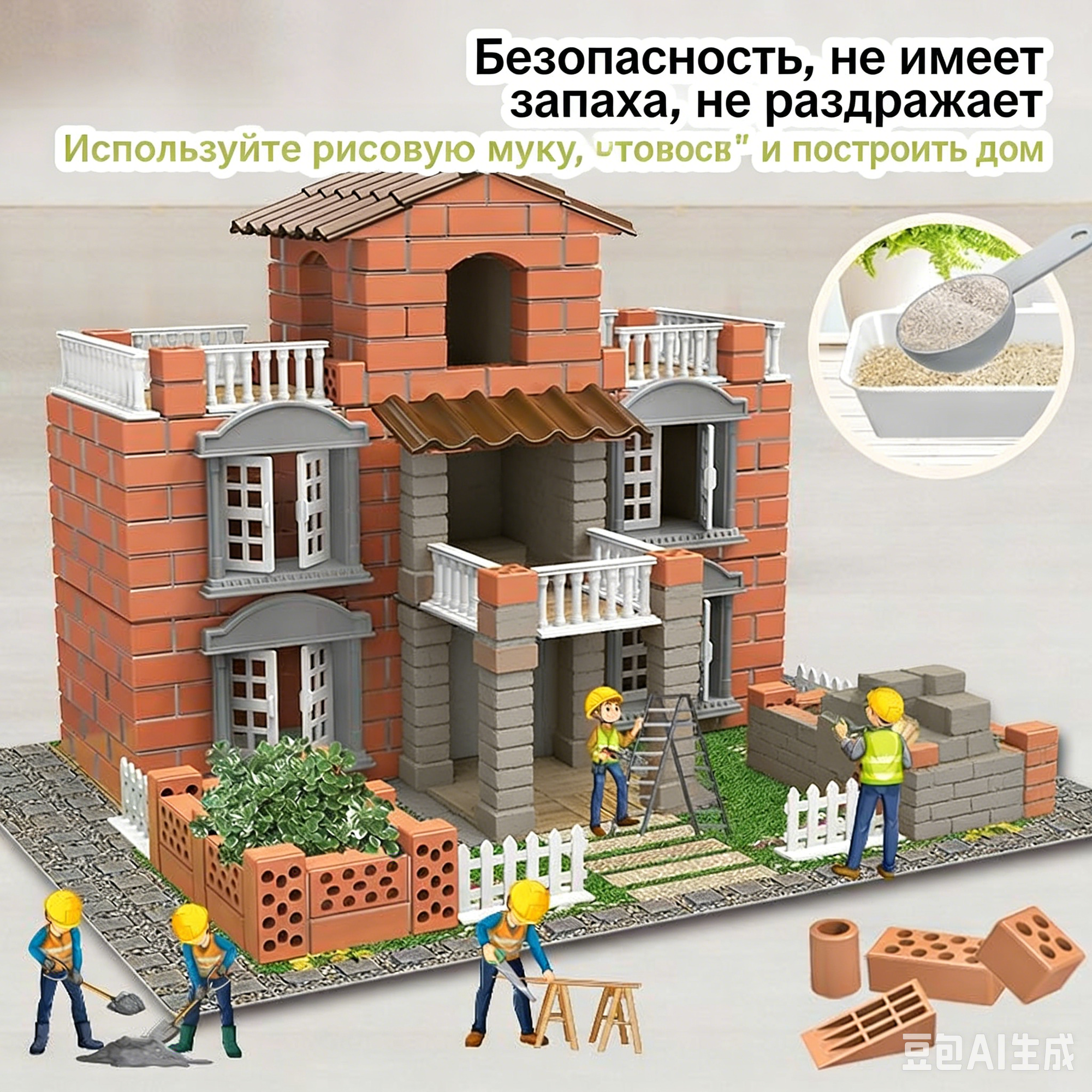 Маленький каменщик, детский симулятор, мини - дом, настоящий кирпич, головоломка, игрушка, 432 детали