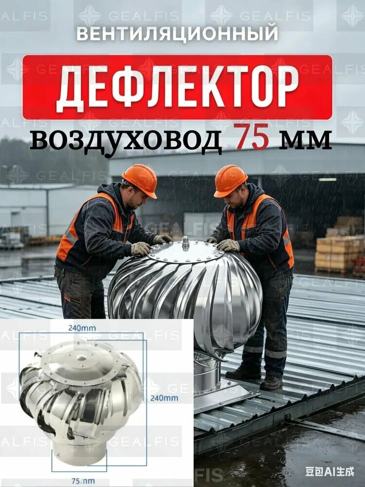 Турбодефлектор для вентиляции 75 мм из нержавеющей стали AISI 304, кровельный вентилятор вытяжка на крышу для удаления конденсата и плесени, ветровая турбина для частного дома и гаража