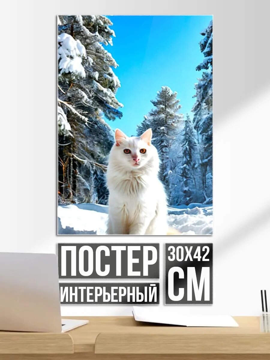 Постер на стену Турецкий ван в зимнем лесу