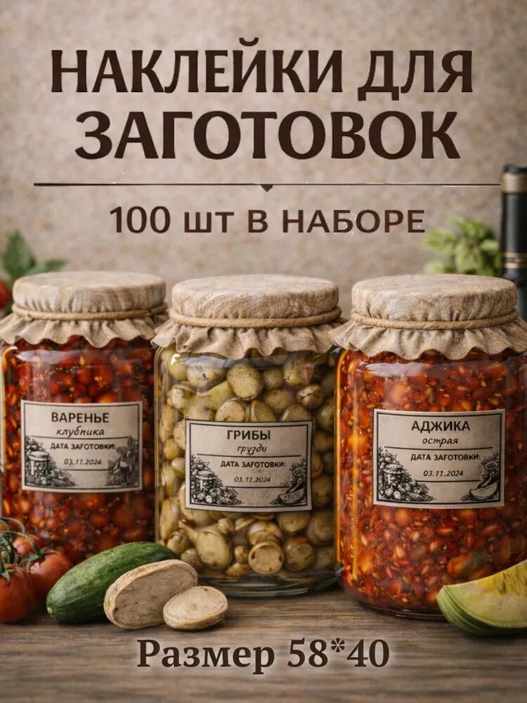 Наклейки для заготовок, этикетки на банки для консервации, стикеры для кухни и хранения продуктов, 1 упаковка