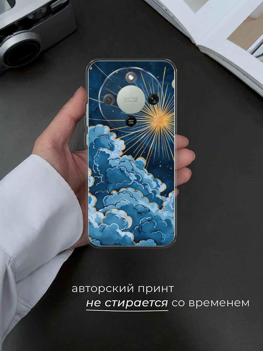 Силиконовый чехол на Honor X9d / Хонор X9d с принтом Звезда и облака — фото 1