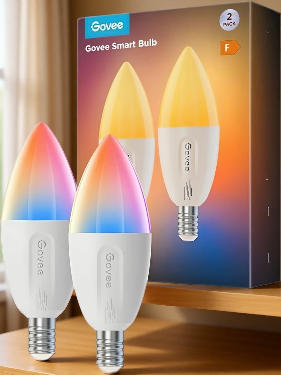 Умные лампы Govee E14 RGBWW Smart LED Bulb(450Lm) Wifi+Bluetooth, 2шт, B600CCC1