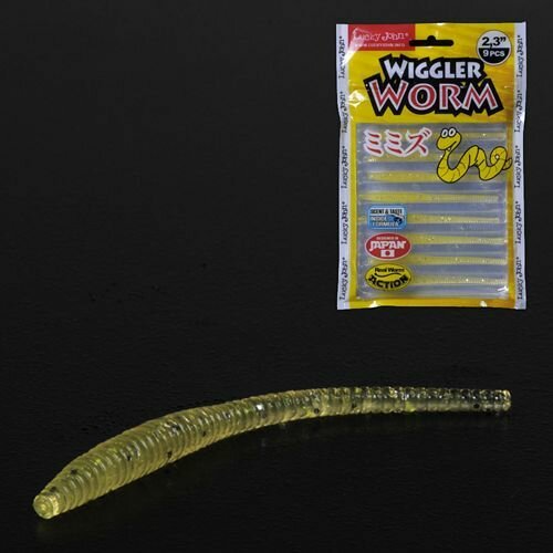 Слаги съедобные искусственные Lucky John Pro Series WIGGLER WORM 2.3in (05.84)/071 9шт. ++