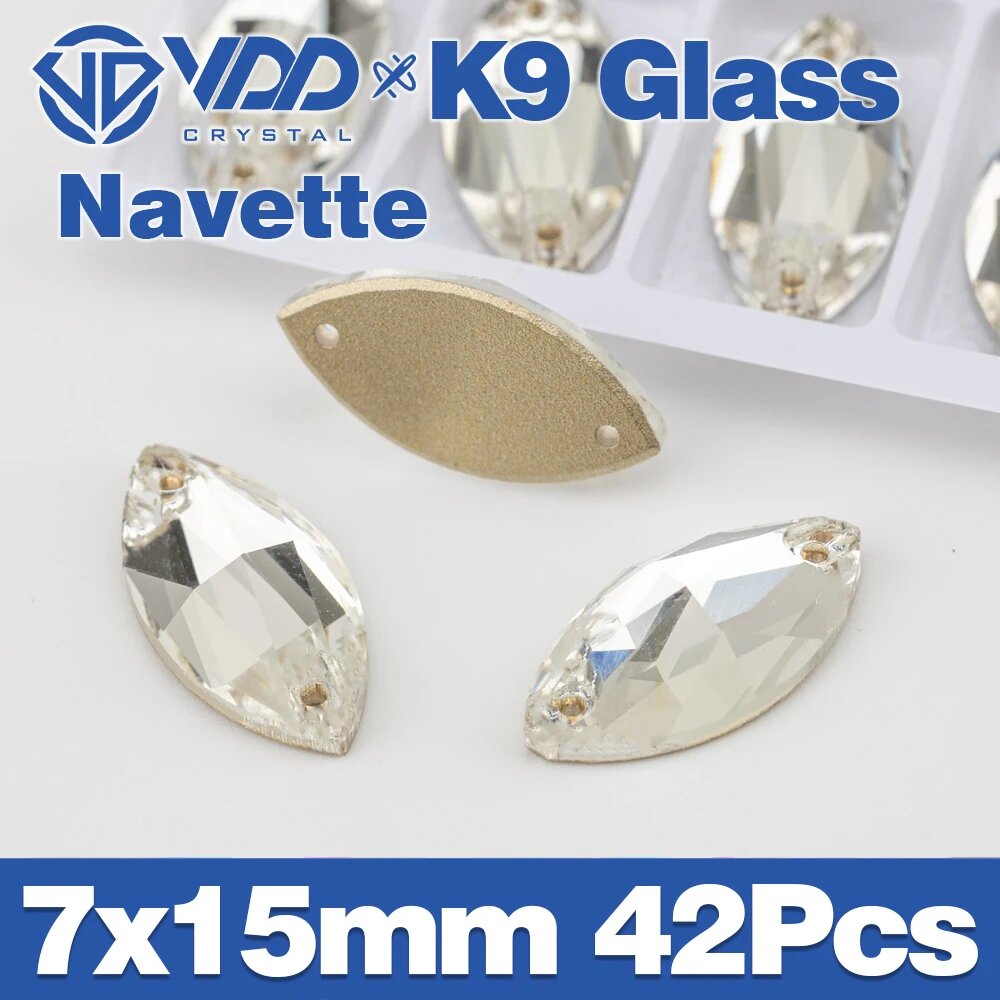 Стразы Navette K9 Glass 7x15mm 42шт