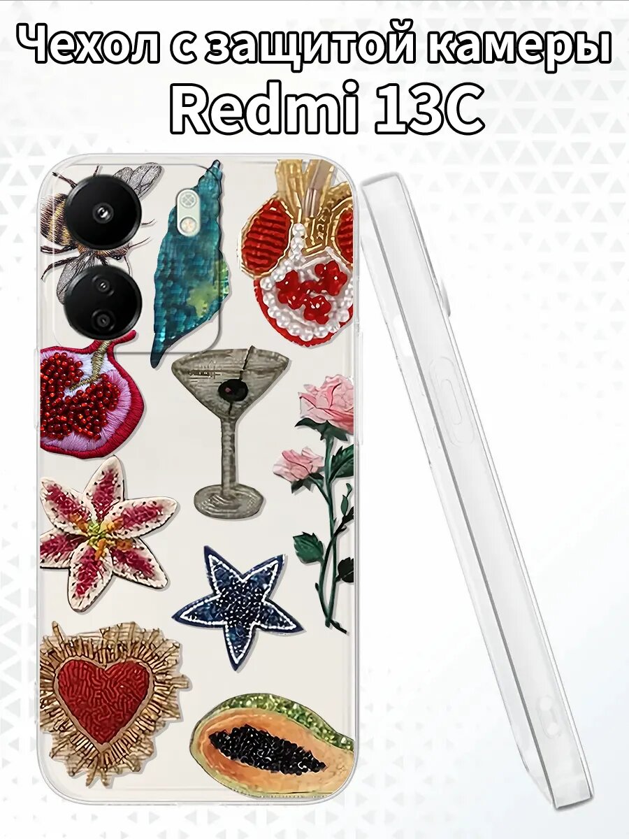 Чехол для Redmi13C с изображением вышивки