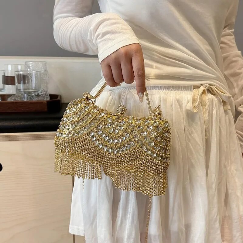 Сумка женская из искусственной кожи, золотистая, 20x6x10 см