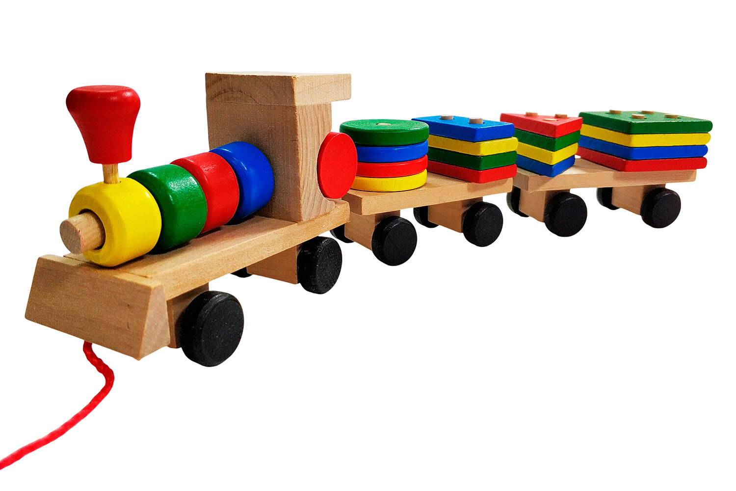 Деревянная развивающая игрушка сортер Поезд THREE SMALL TRAINS, возраст от 1,5 лет