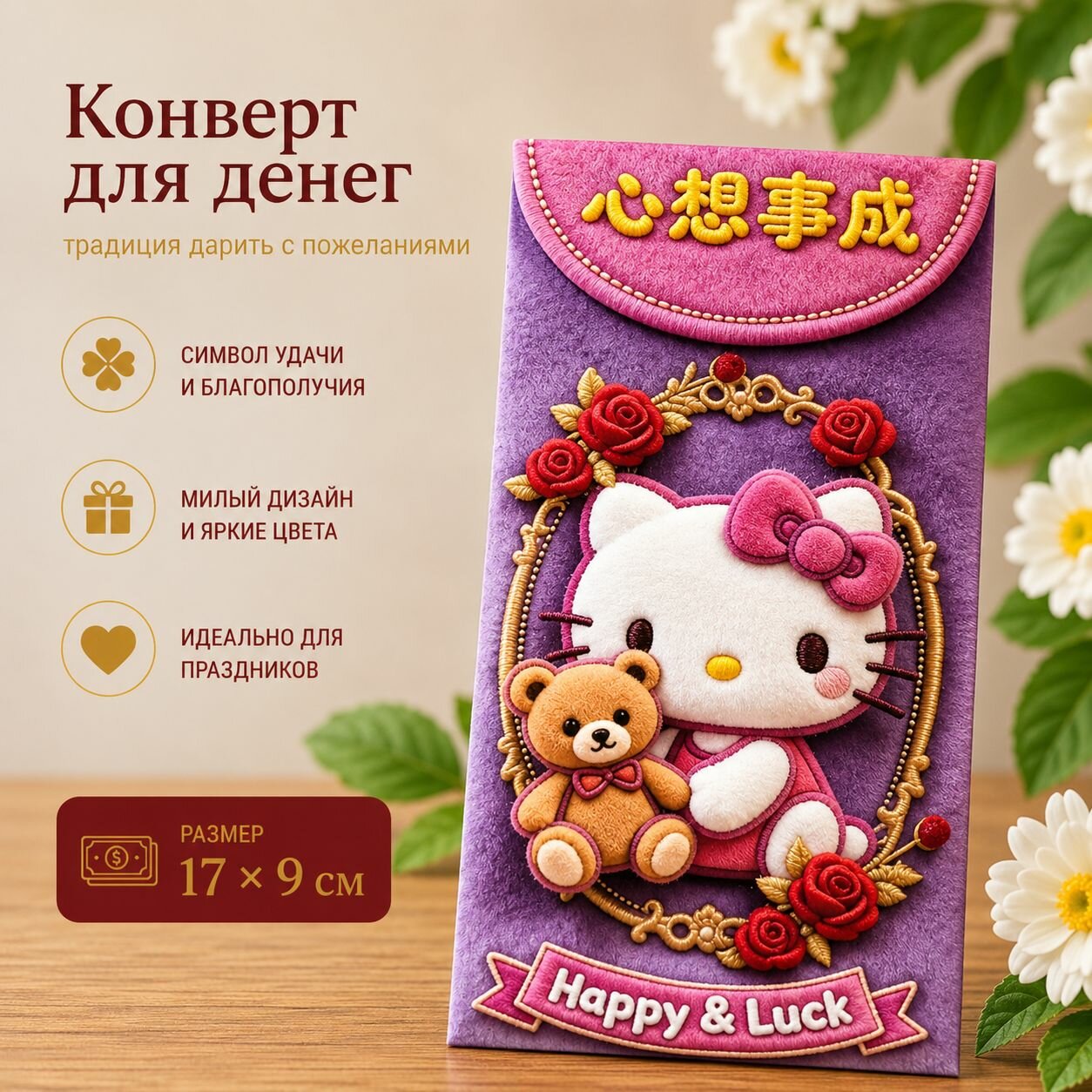 Подарочный конверт для денег Hello Kitty
