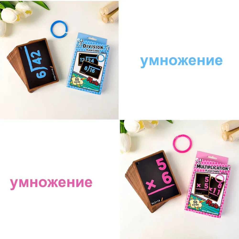 Детские арифметические карточки, обучающие математические головоломки, 100 шт, умножение и деление