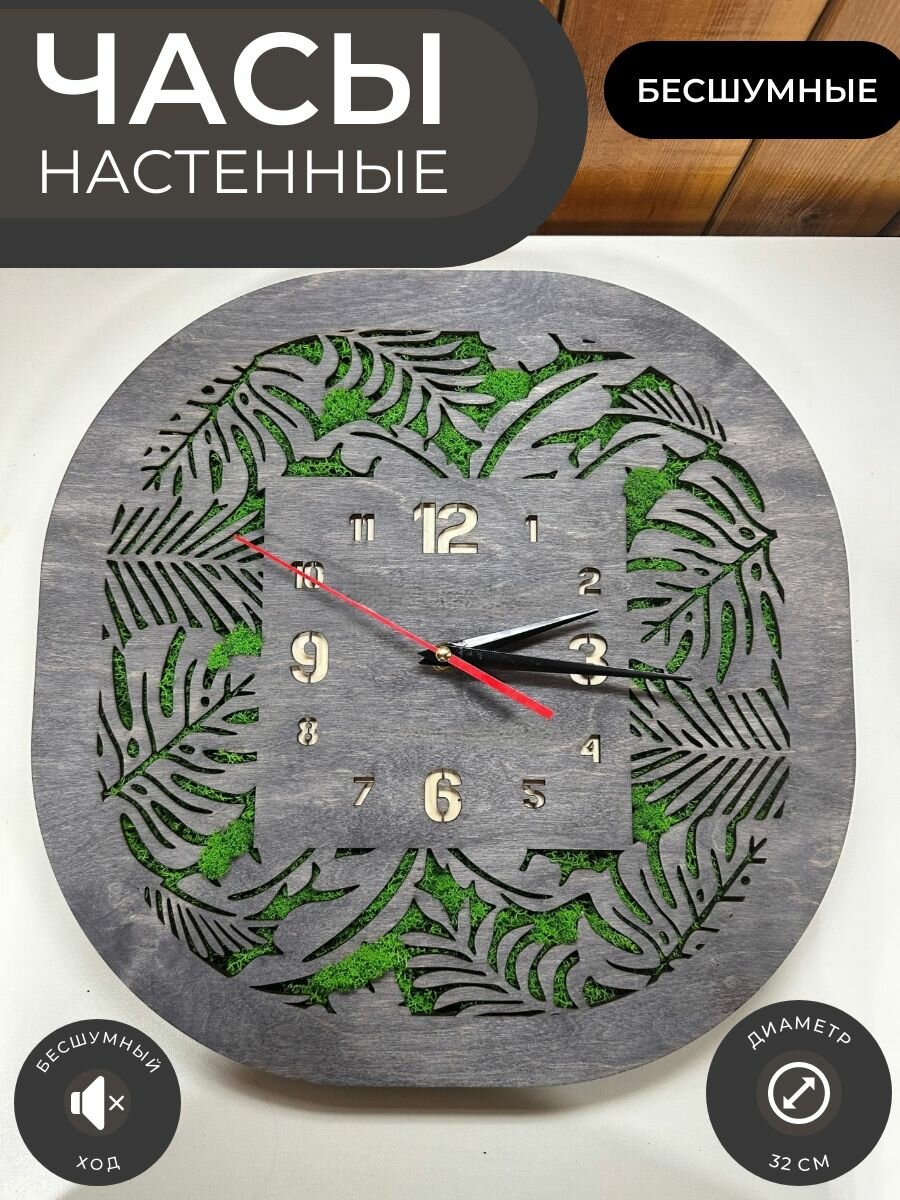 Часы настенные со мхом