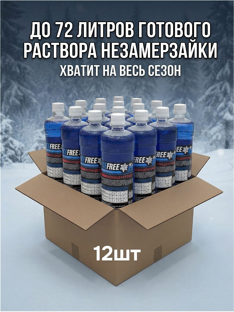 Жидкость стеклоомывателя Концентрат до -85°C, 12 л, 12 шт.