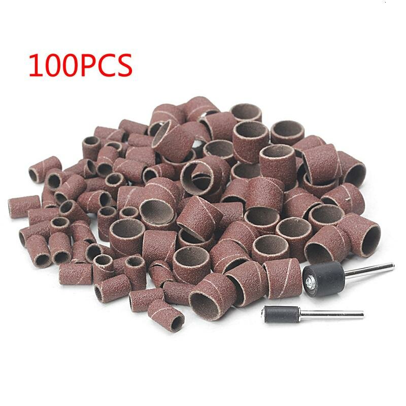 100 шт. Набор шлифовальных лент 1/2" и 1/4" с оправками, Коричневый