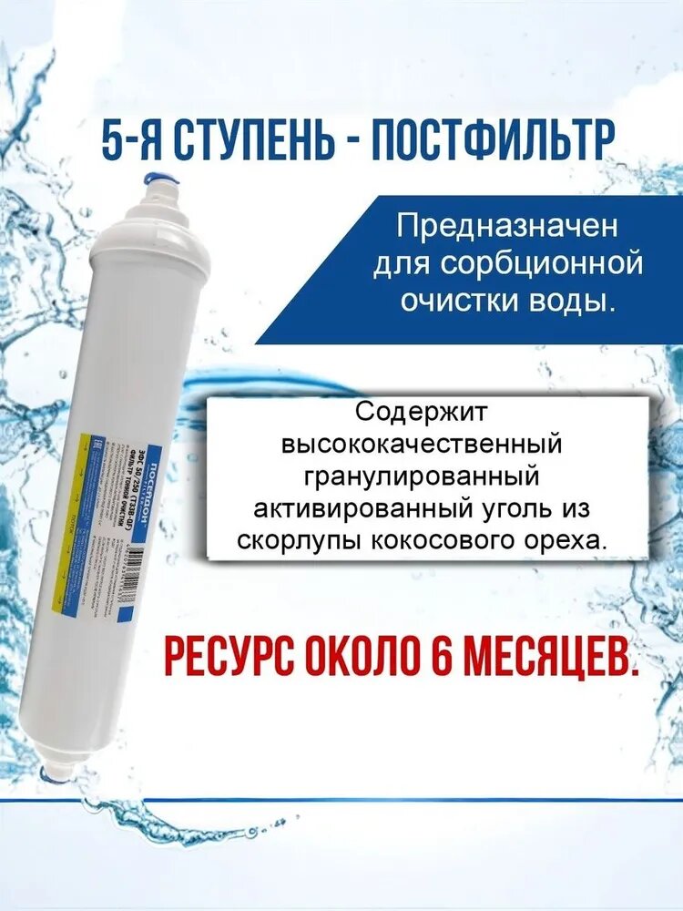 Постфильтр, для систем обратного осмоса. Картридж для фильтра воды. Фильтр тонкой очистки.