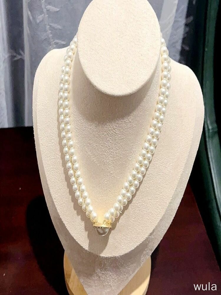 Подставка для ожерелья wula белая с деревянной основой 29x18x12 см 446 г для магазина и дома — фото 1