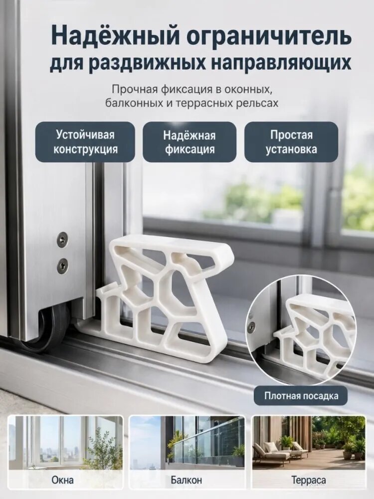 Ограничитель открывания окна защита от детей и кошек, со стопором, на пластиковые окна и балконные двери, белый