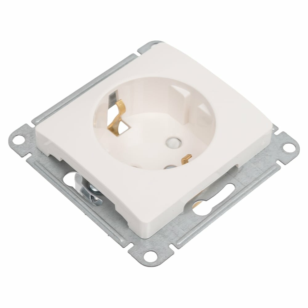 Розетка Systeme Electric Glossa Молочная с/з со шторками GSL000945 — фото 1