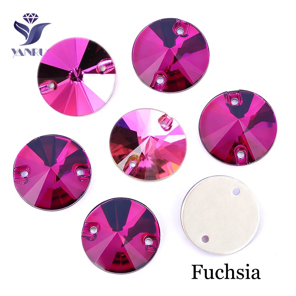Стразы YANRUO Rivoli Fuchsia 8-20мм, розовый