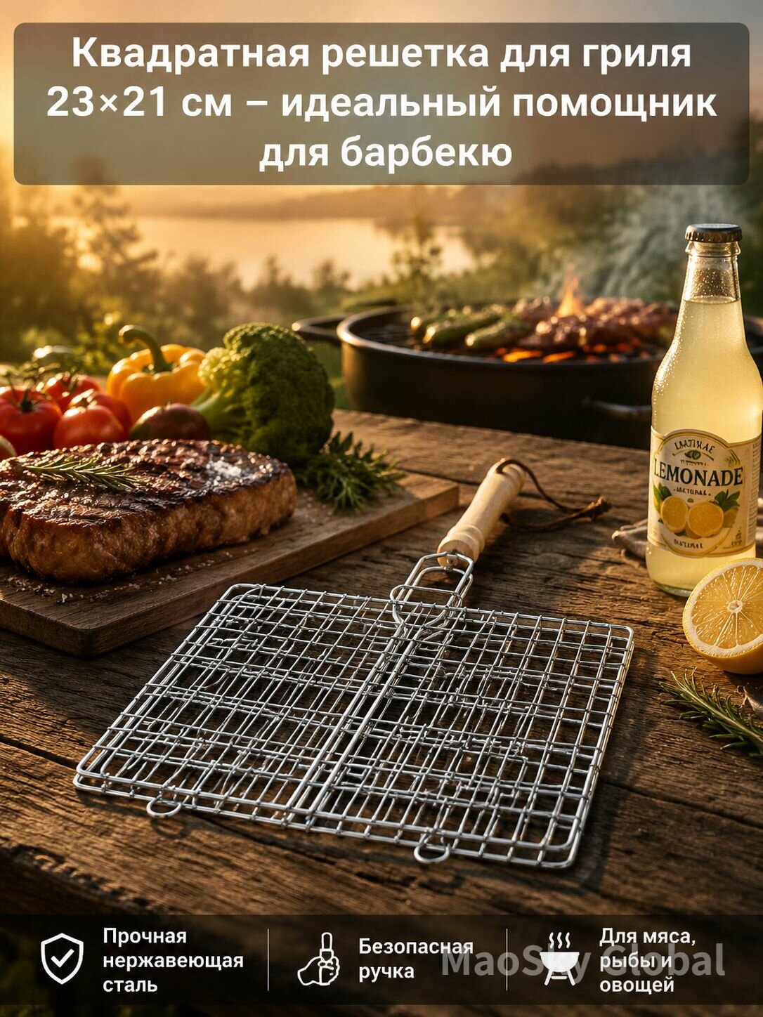 Решетка-гриль Нержавеющая сталь, длина 23 см, ширина 230 см,