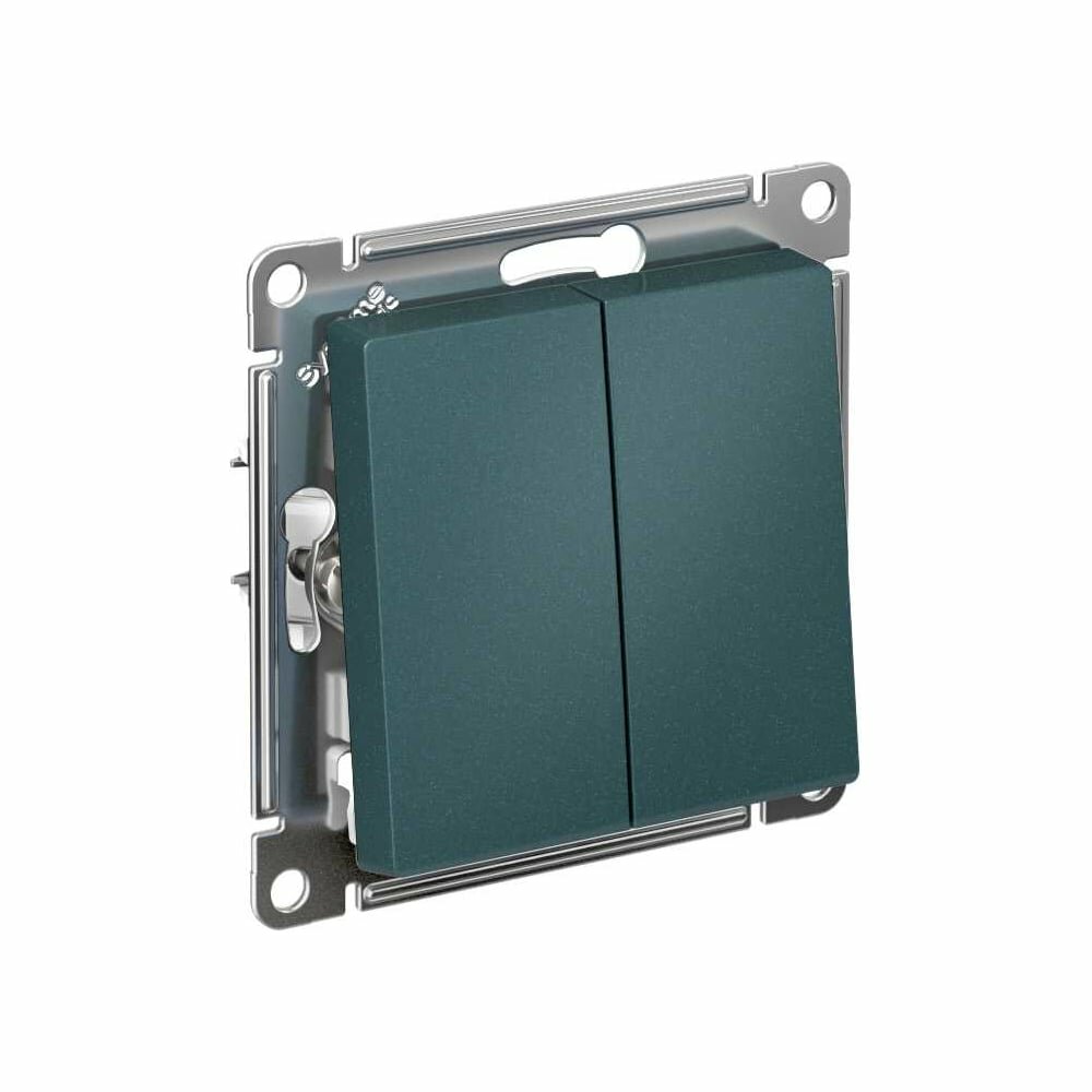 Механизм 2-клавишного перекрестного переключателя Systeme Electric Atlasdesign изумруд 2 x сх. 7, 10ах ATN000873