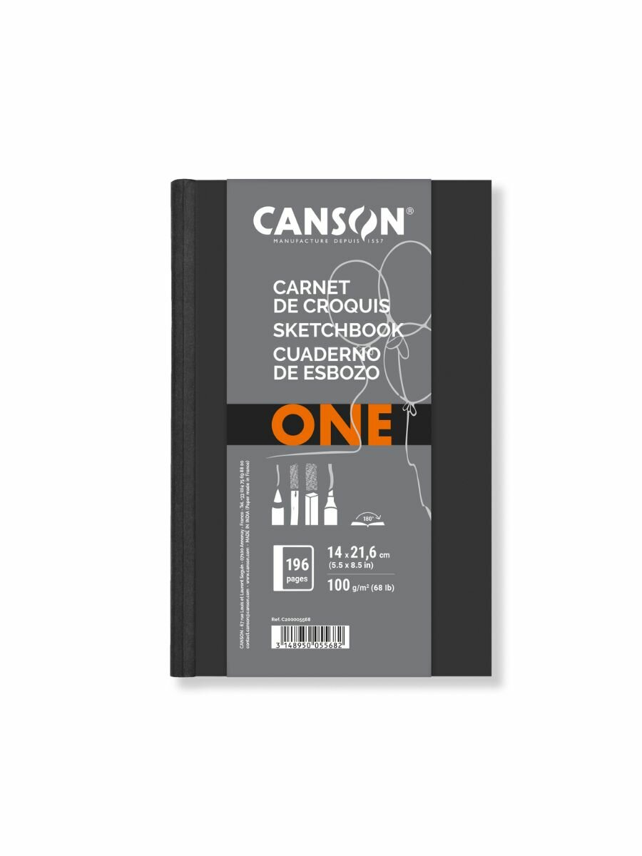 CANSON One блокнот для зарисовок 100 г/м2, 98 листов A5 14 х 21.6 см, твердый переплет, C200005568