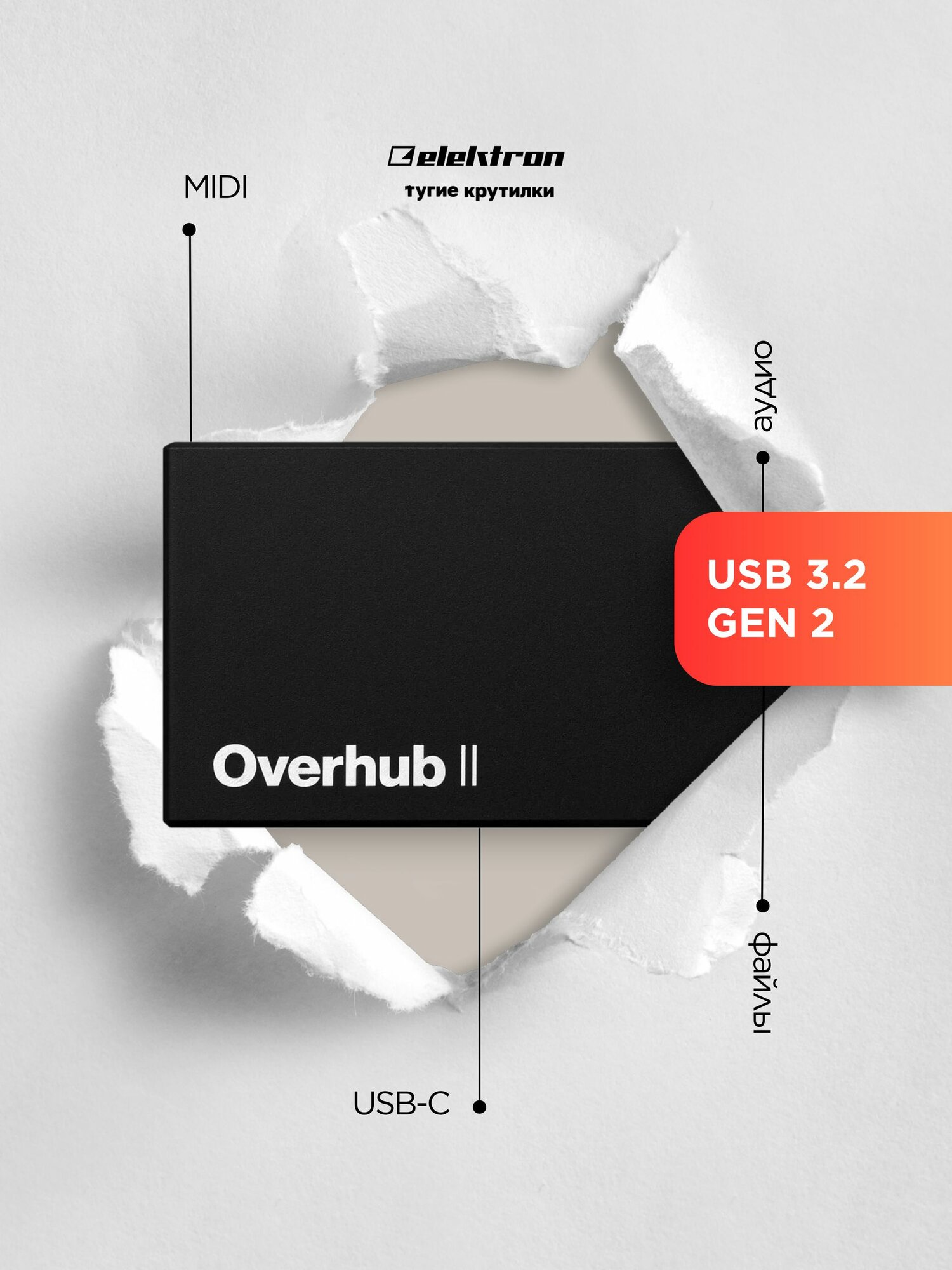MIDI распределитель Elektron "Overhub II", для USB устройств, 7 портов