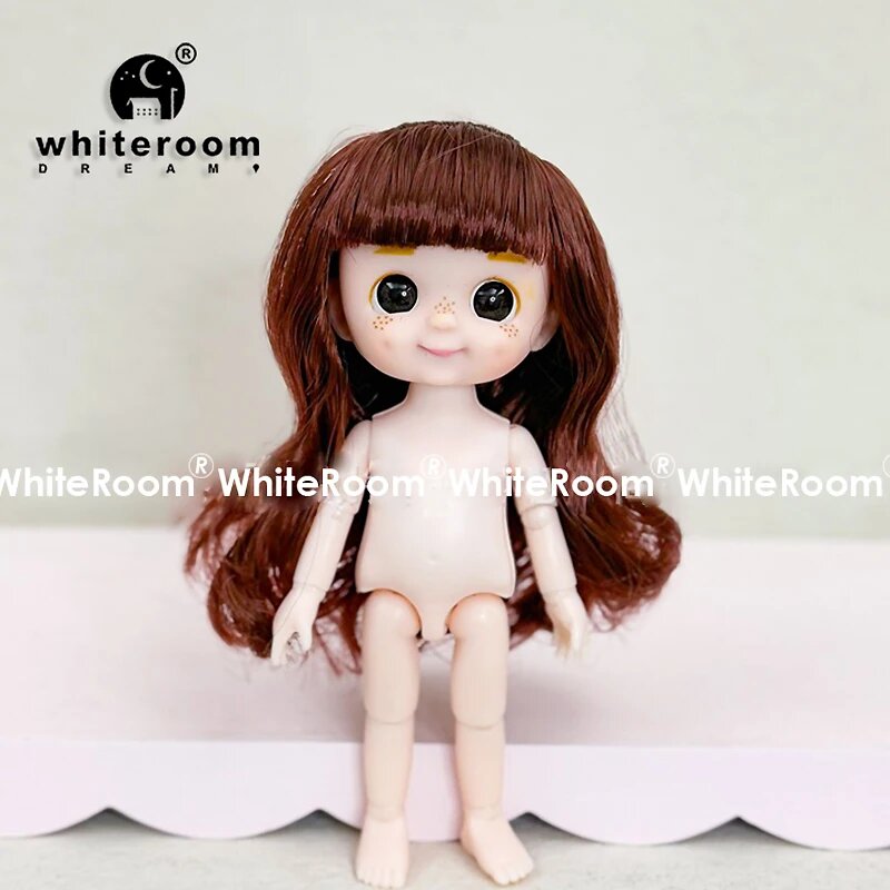 Whiteroom Шарнирная кукла 16 см пластик голубые глаза Белый, BABY 02, Purple eyes