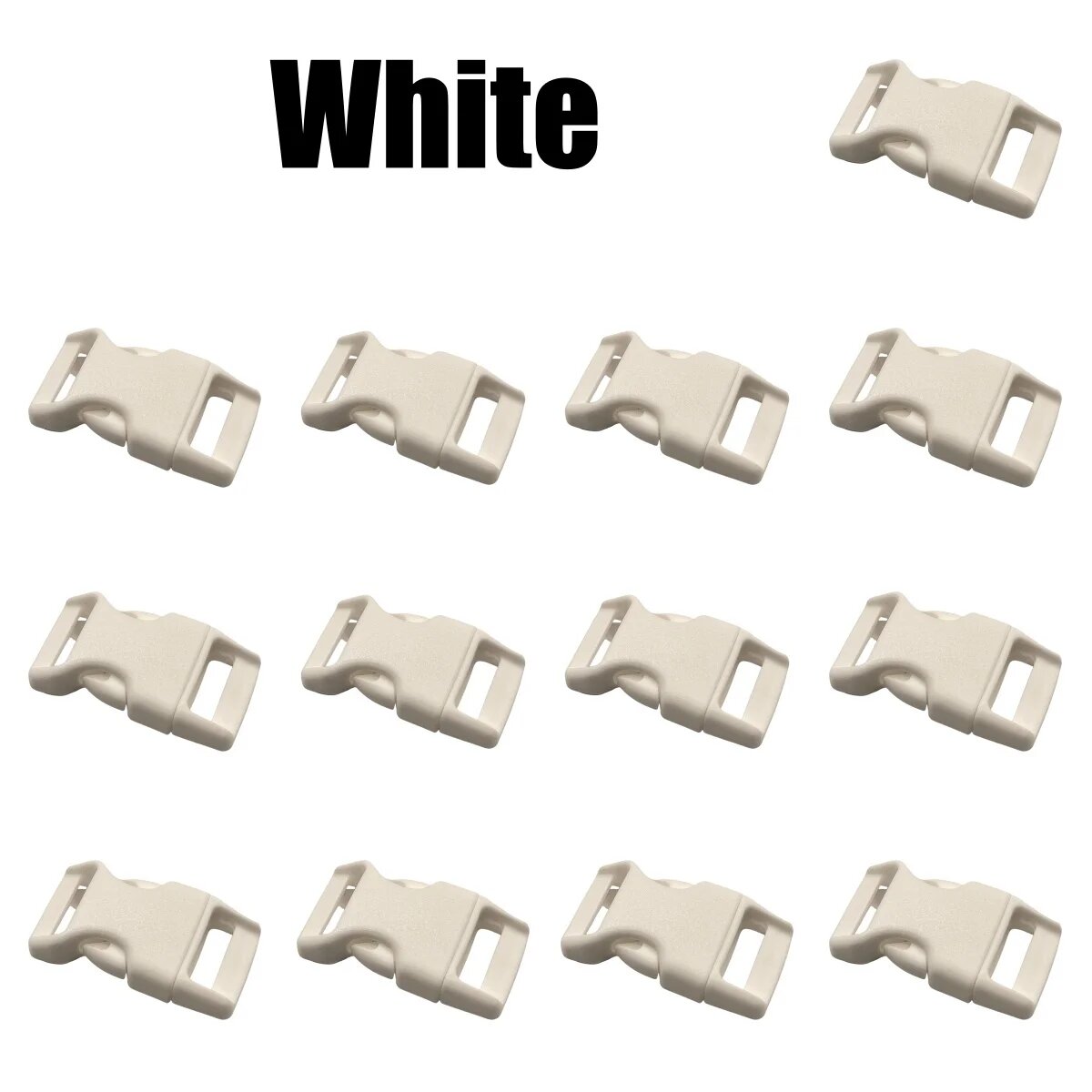 Пластиковые пряжки-фастексы 10/15/20/25 мм разных цветов 13pcs, For 10mm Webbing, White