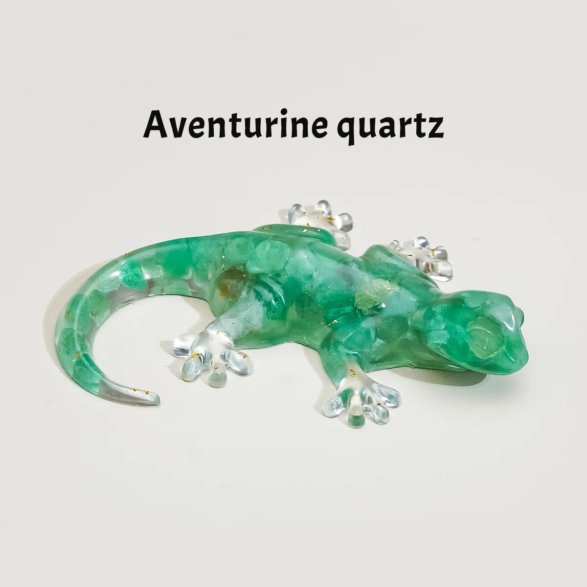 Фигурка ящерицы из хрусталя и смолы Runyangshi Изумрудный, Aventurine quartz