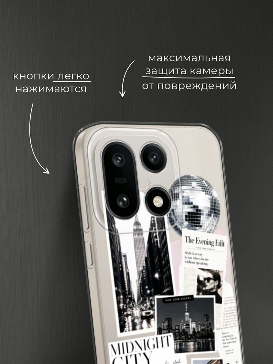 Чехол на OnePlus 15 / Ван Плас 15 с принтом Эстетичный гламурный коллаж, прозрачный — фото 1
