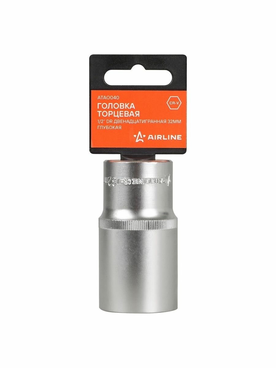 Головка торцевая 1/2"DR, двенадцатигранная, 32 мм, глубокая, L 78 мм AIRLINE ATAO040