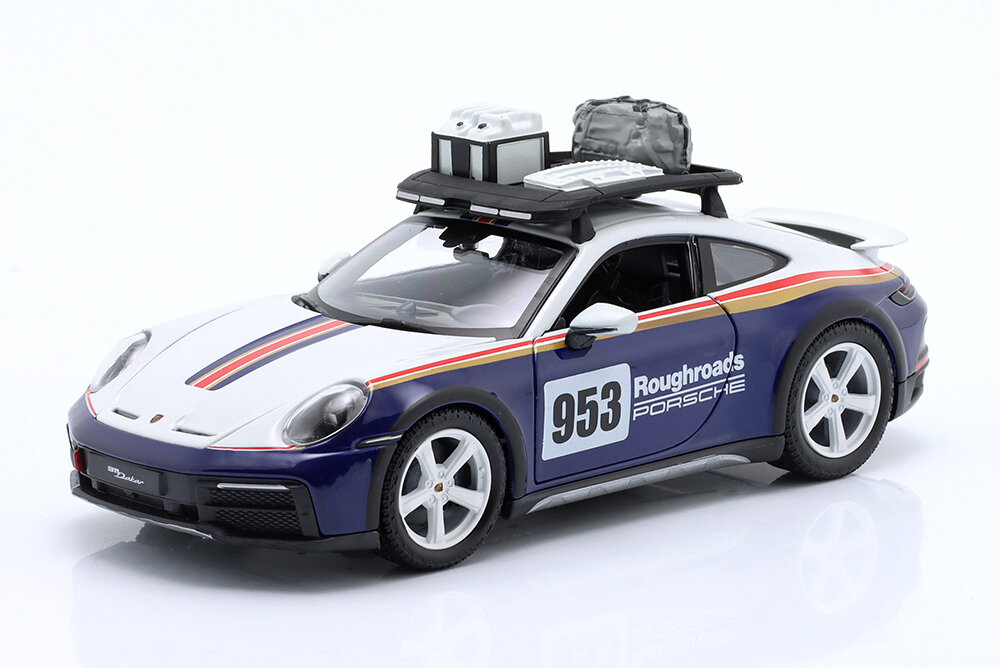 Модель коллекционная BBURAGO Porsche 911 (992) dakar 2023 blue/white/red / порше париж-даккар