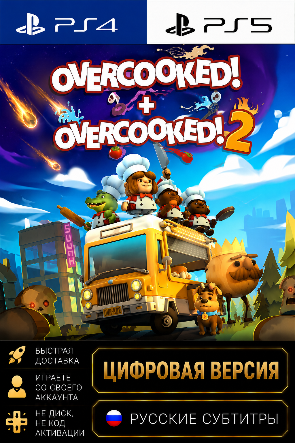 Игра Overcooked! + Overcooked! 2 Bundle для PlayStation (PS4/PS5)