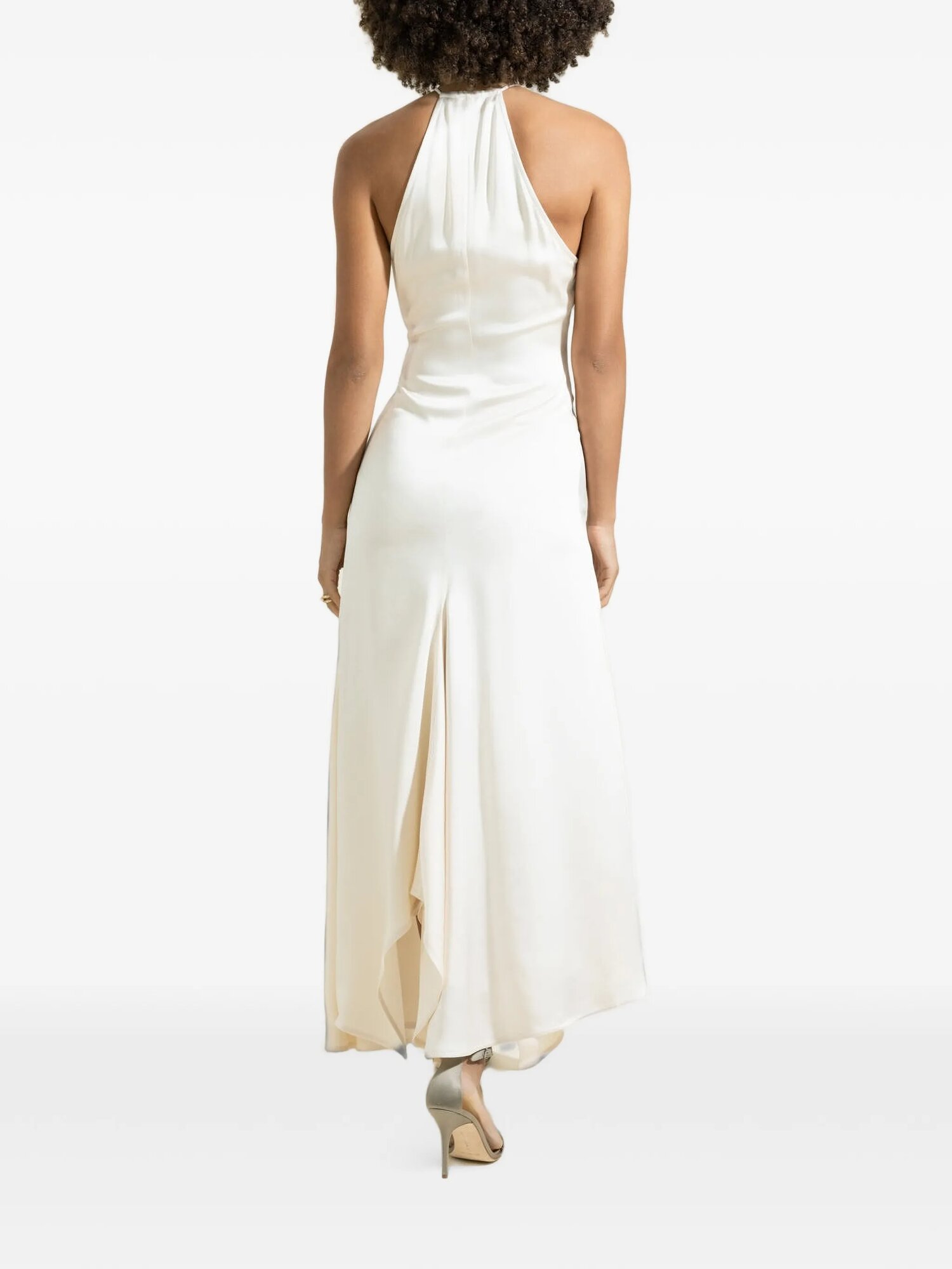 Платье Victoria Beckham Halterneck draped maxi dress, размер 8, разноцветный — фото 1