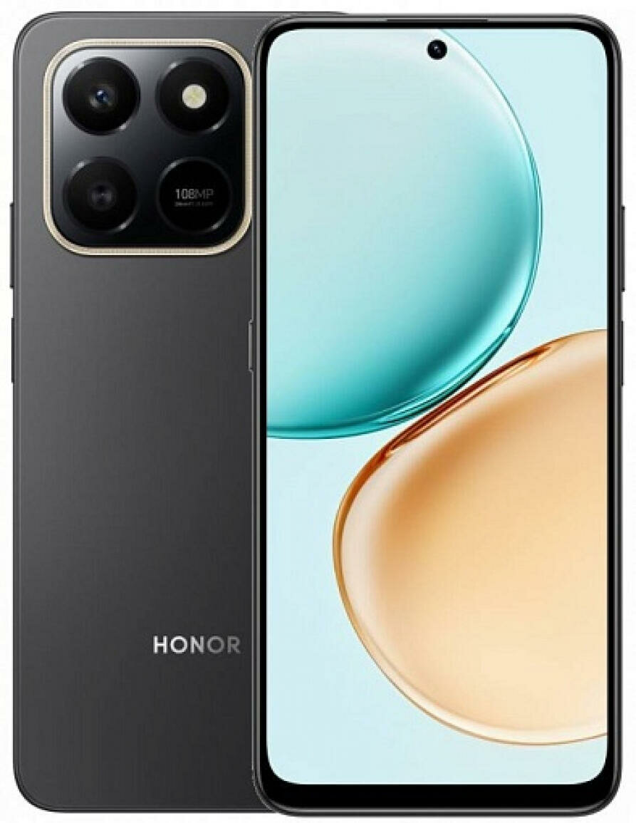 Смартфон Honor X7D, 4G, NFC, 8/256Gb, Dual nano SIM, Midnight Black, (Полуночный черный)