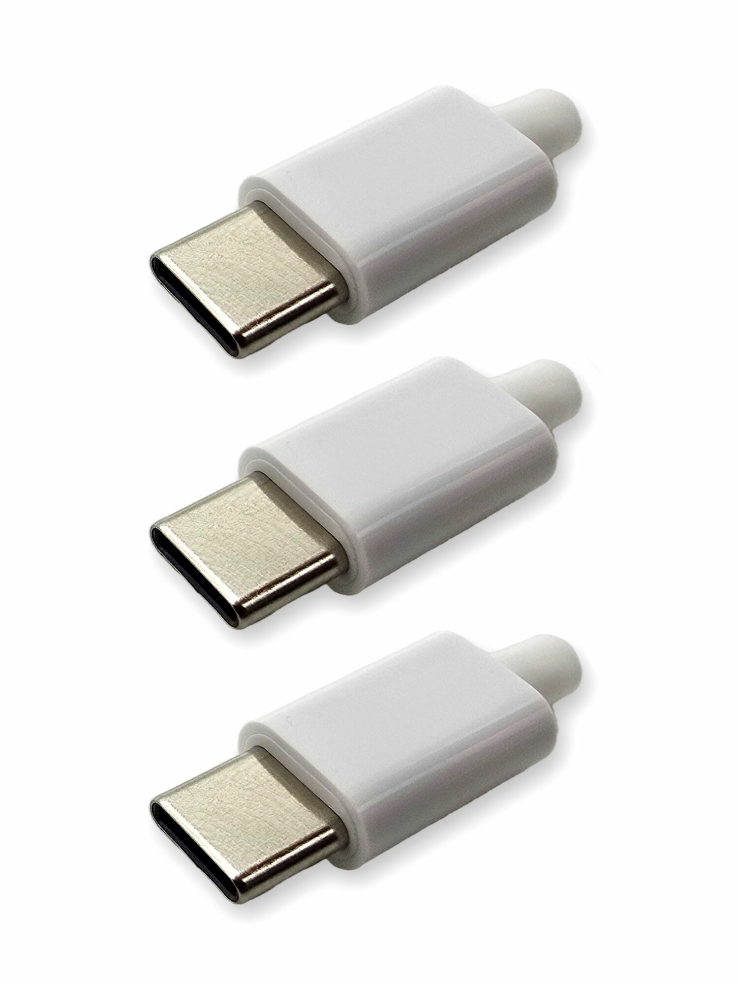 Штекер TYPE-C разборный, белый, комплект - 3шт
