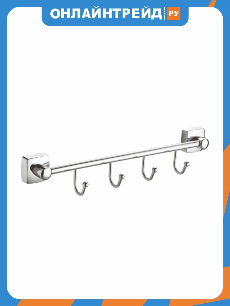 Планка с 4 крючками Fixsen Kvadro FX-61305B-4