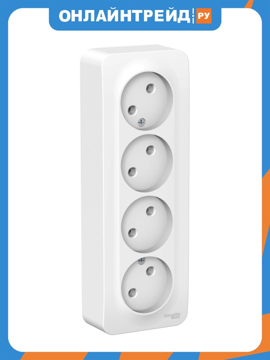 Розетка Systeme Electric (schneider Electric) SCHNEIDER ELECTRIC BLANCA 4-ая без заземлением, без шторок, изол. пл, 16А, 250В, Белый, BLNRA000411