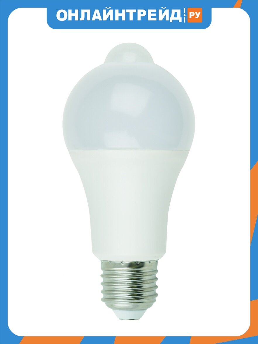 Светодиодная лампа Uniel LED-A60-12W/4000K/E27/PS+MS PLS10WH с датчиком освещенности и датчиком движения