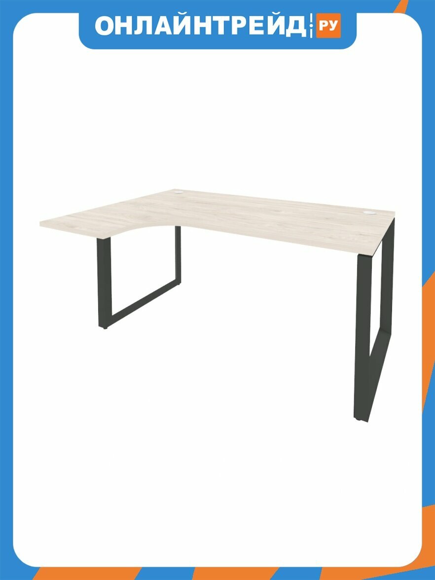 Стол эргономичный Riva CHAIR левый на О-образном м/к O. MO-SA-4 (L) Денвер светлый/Антрацит металл 1580*1180*750 (800/460) Onix