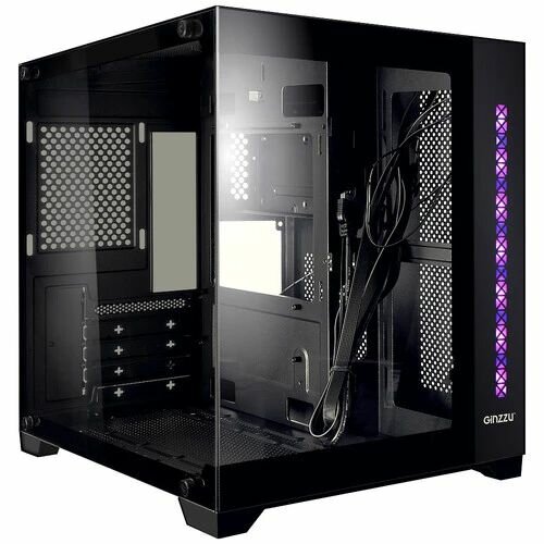 Компьютерный корпус Ginzzu V320 REV1 (V320 REV1) черный - Mini Tower, Micro-ATX, USB 2.0 Type-A, USB 3.2 Gen 1 Type-A