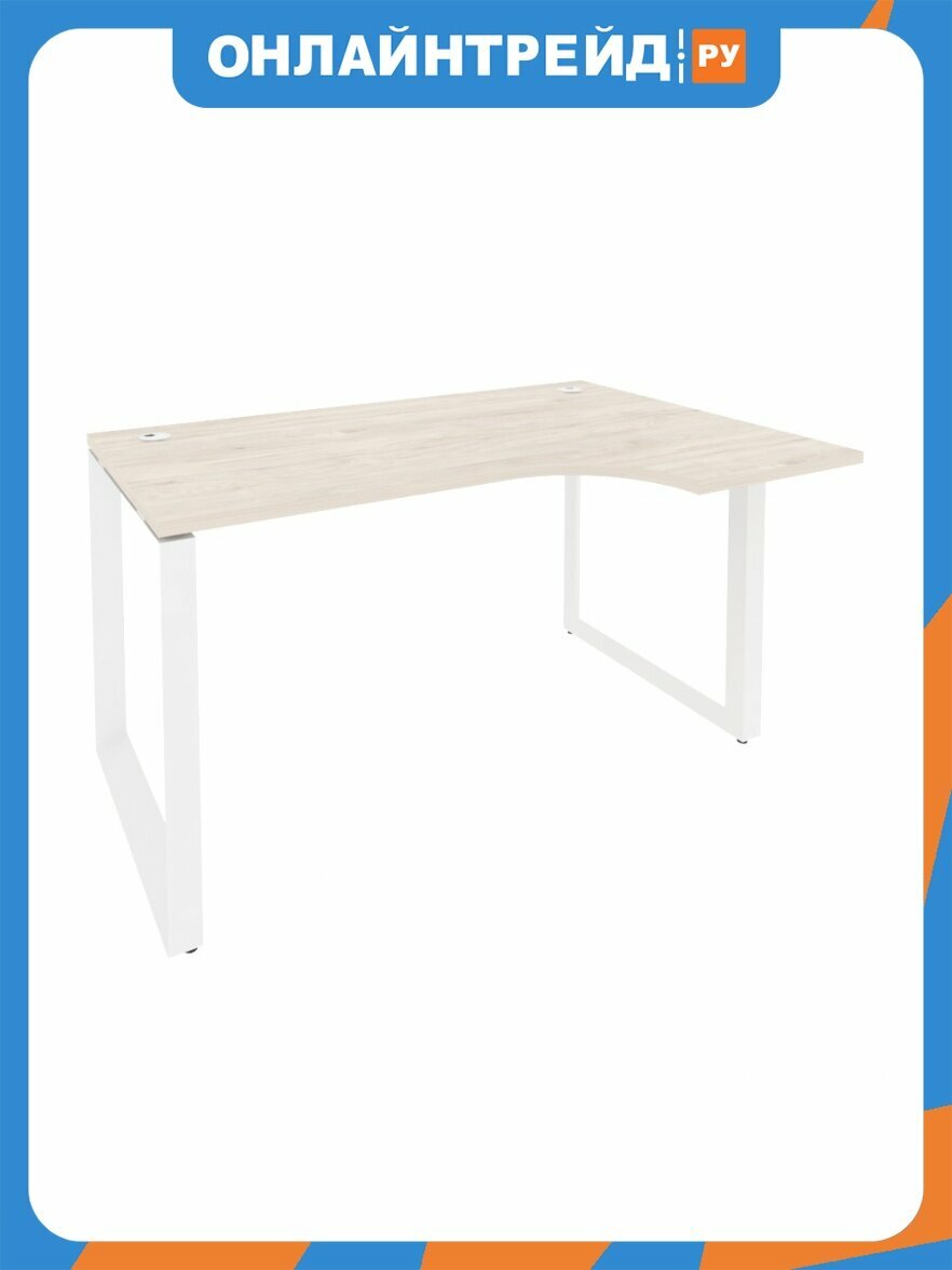 Стол эргономичный Riva CHAIR правый на О-образном м/к O. MO-SA-2 (R) Денвер светлый/Белый металл 1380*980*750 Onix