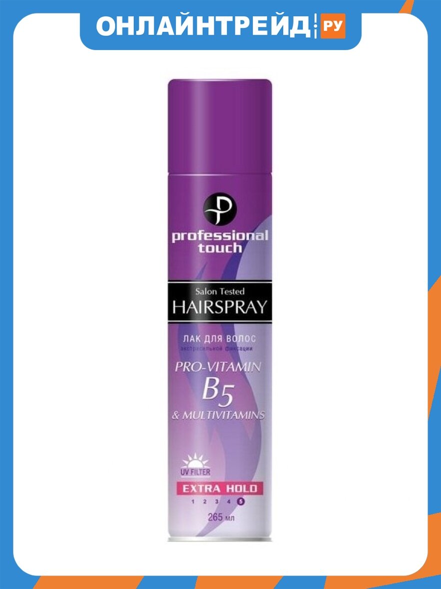 Лак для волос Professional Touch Pro vitamin B5 & Multi Vitamins экстрасильная фиксация, 265 мл