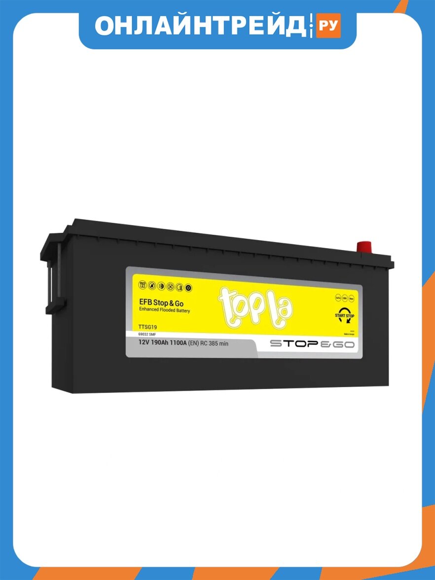 Аккумулятор Topla EFB Stop&Go TSG19 69032 SMF (491612), 513x222x216, обратная полярность, 190 Ач