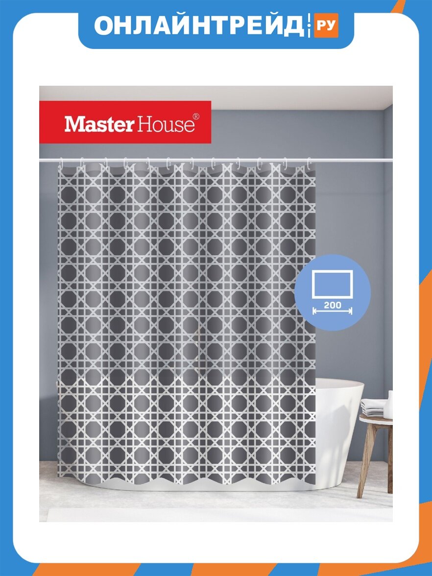 Штора для ванной Master House Марокко 75224, полиэтиленвинилацетат, 200х180 см