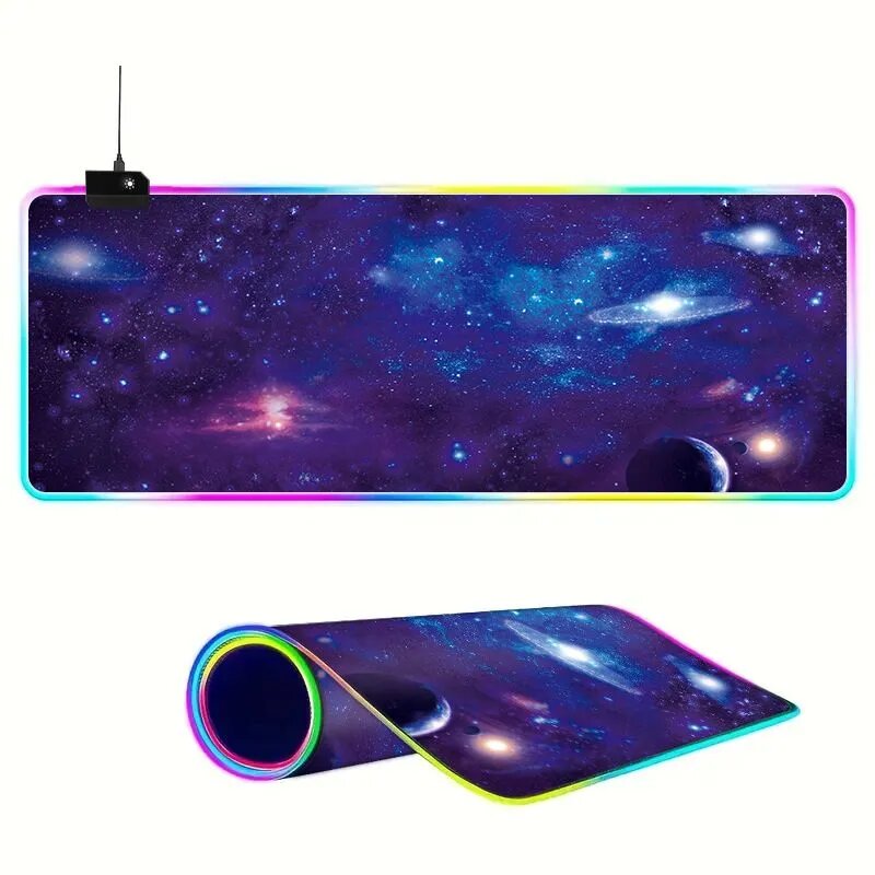 GanE Коврик для мышки, S, светящийся RGB, 90x40см, нескользящий, противоскользящий