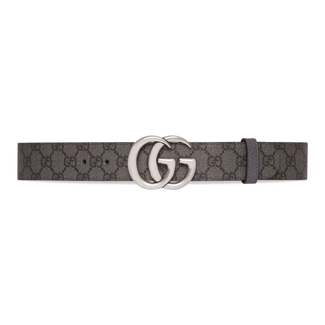 GUCCI GG Marmont Коровья кожа Холщовая кожа Ремни Мужской Серый Ширина корпуса 3,7 см 75