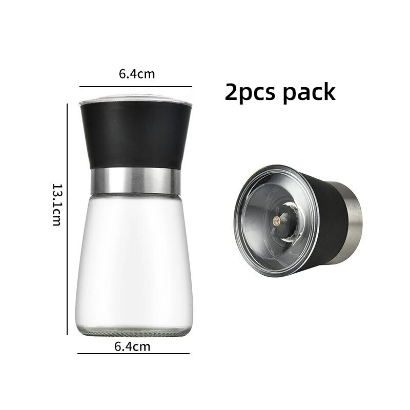 Мельницы для специй ручной работы (2 шт.), черный и белый металл 2pcs black set