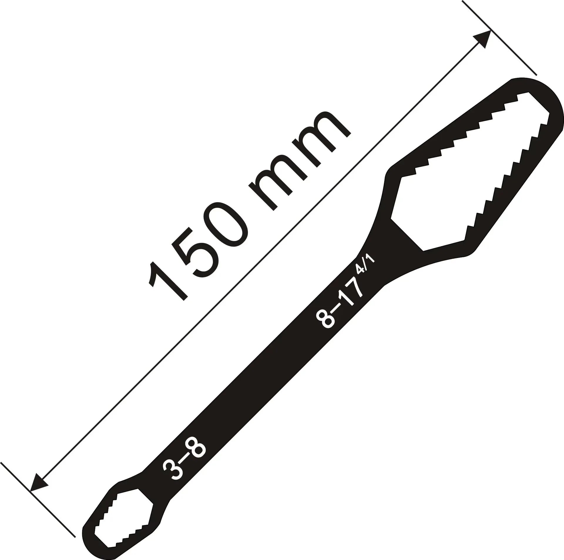 Гаечный ключ Torx 3-17 мм, 150 мм, черный