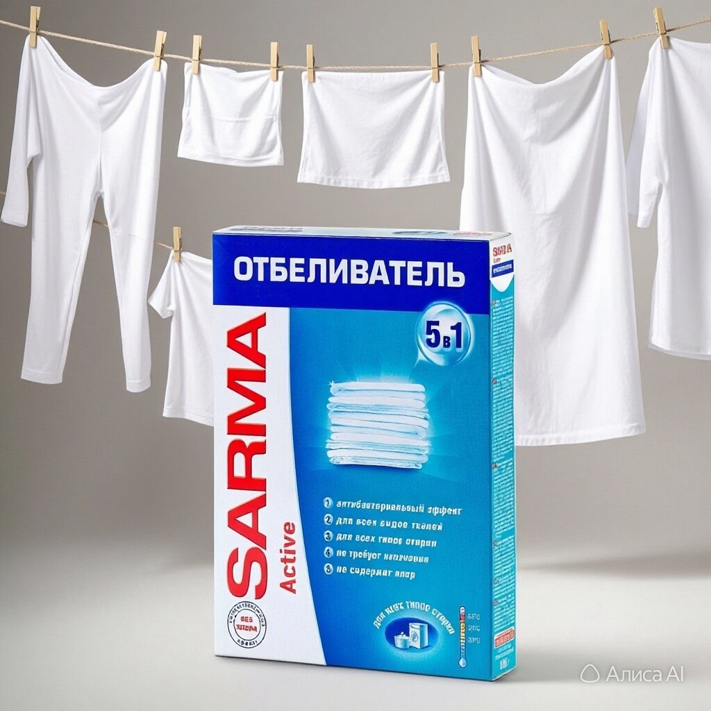 Кислородный отбеливатель SARMA "Актив", для цветных тканей, универсальный, 500г